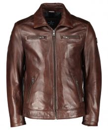 Donders 1860 leren jack - modern fit - bruin | Herenkleding